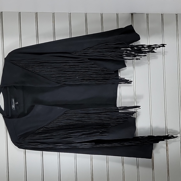 Baccini | Jackets & Coats | Baccini Small Black Fringe Jacket | Poshmark